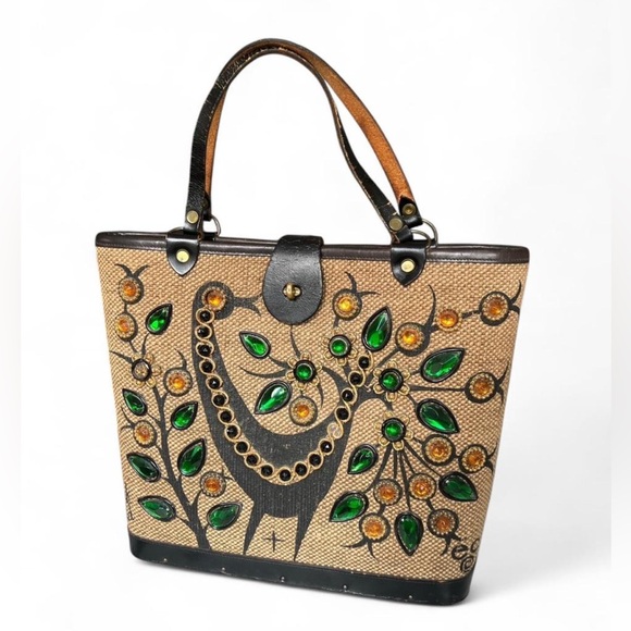 Enid Collins | Bags | Vintage 6s 964 Enid Collins Woven Jeweled Black ...